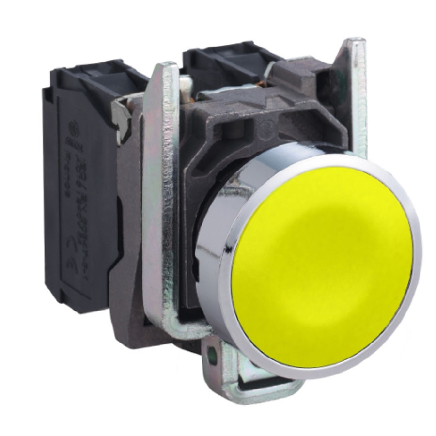 Pushbutton metal flush yellow 22mm 1NO | Cetnaj